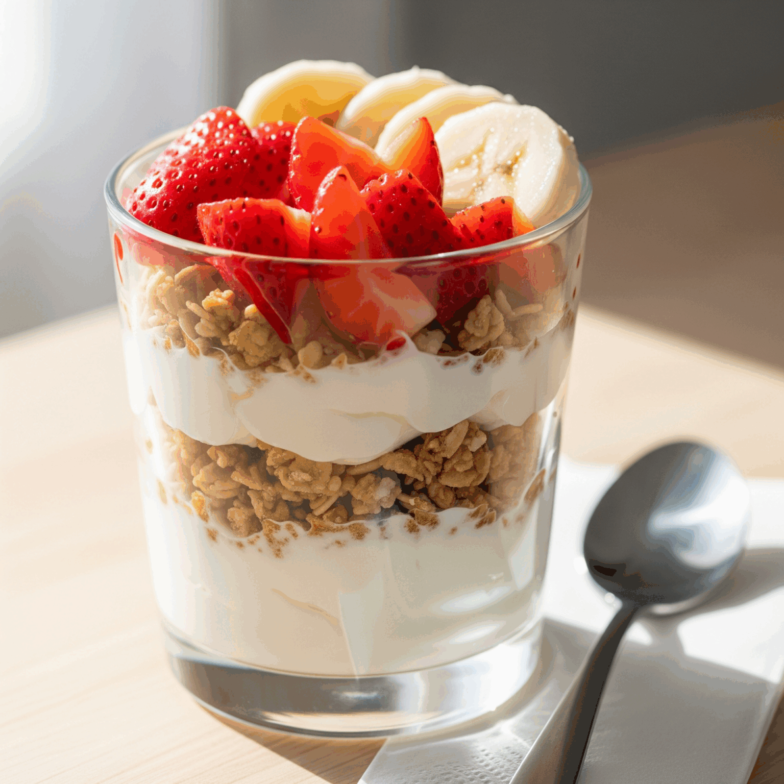 Iaurt cu granola și fructe – mic dejun rapid și sănătos